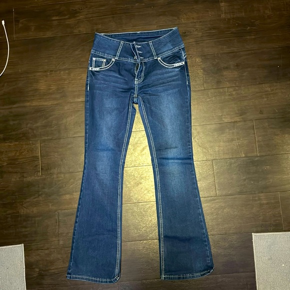 sliver diva | Jeans | Blinged Out Flared Jeanshas A Small Cut On The ...